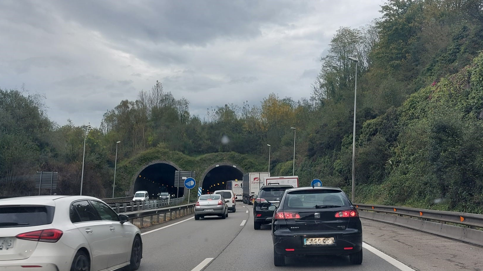 Restablecida la circulación en la A-66 tras una colisión de dos camiones